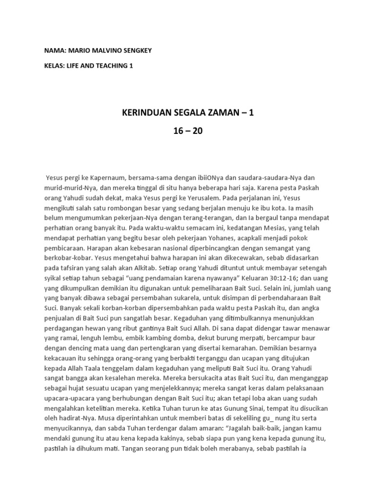 Kerinduan Segala Zaman - 1 Pasal 16-20 | PDF