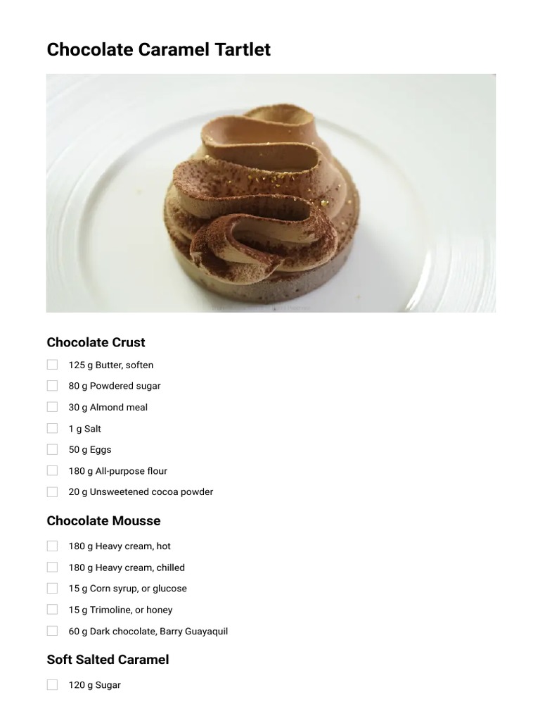 Chocolate Caramel Tartlet | PDF | Chocolate | Baking