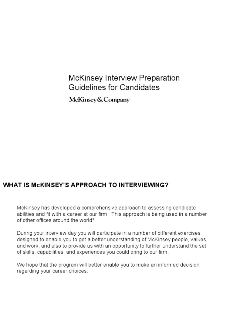 Mckinsey Interview Preparation Guidelines For Candidates | PDF ...