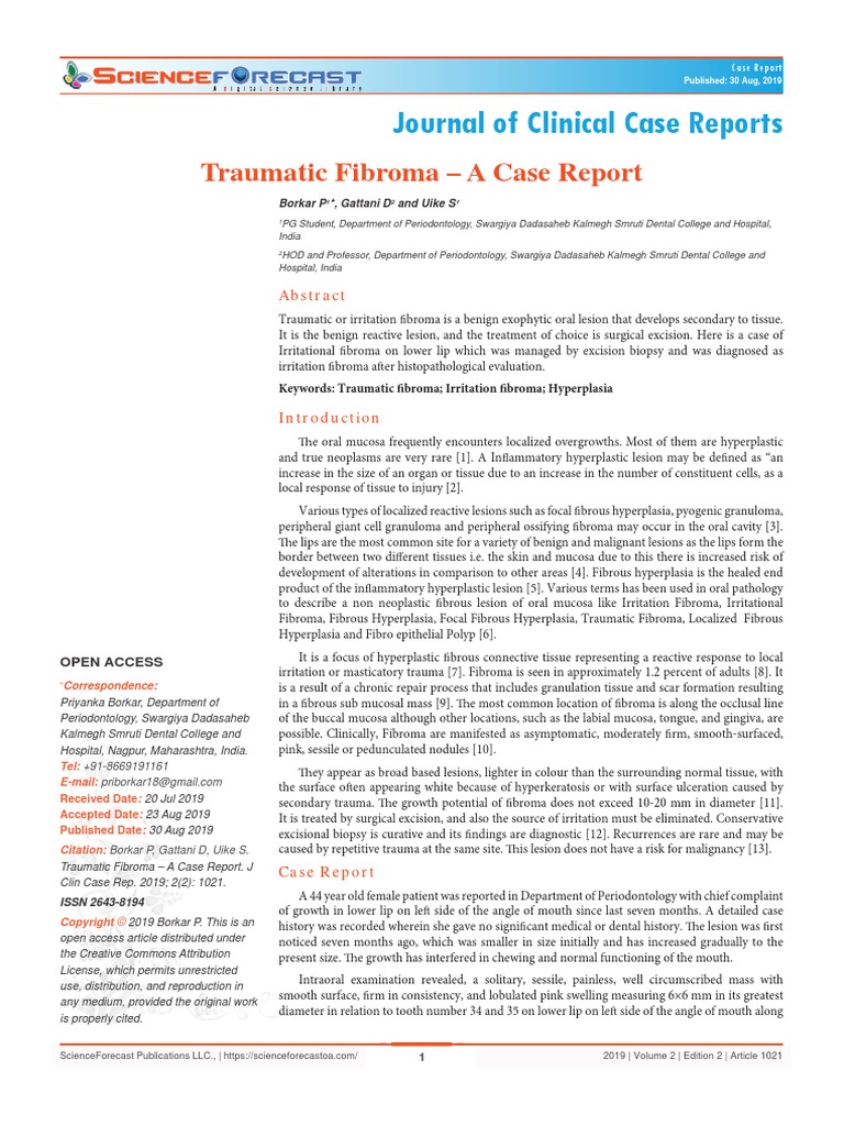 Traumatic Fibroma - A Case Report | PDF | Pathology | Biopsy