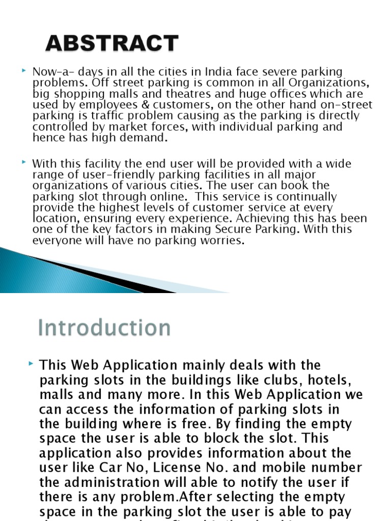 Mini Project PPT Sample 1 | PDF | Parking | Computer Network