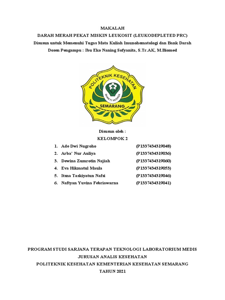 Leukodepleted PRC dalam Transfusi Darah | PDF