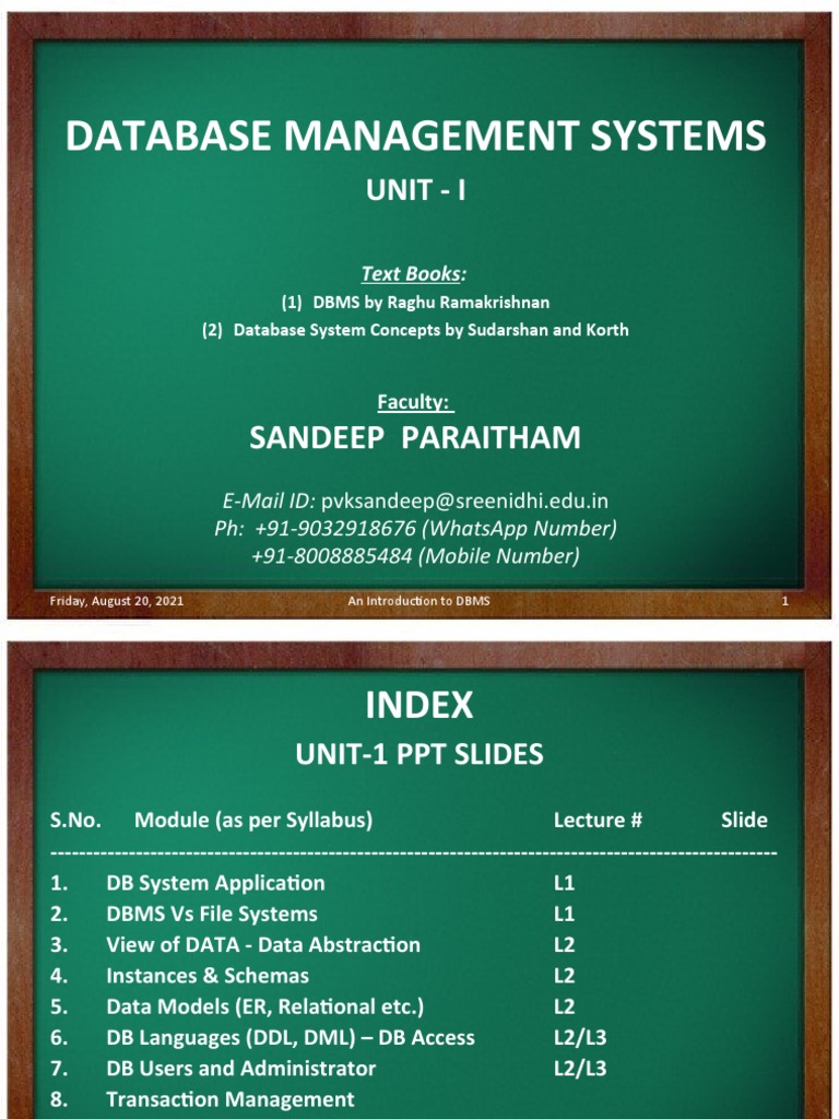 Database Management Systems Unit I Pdf Databases Data Model