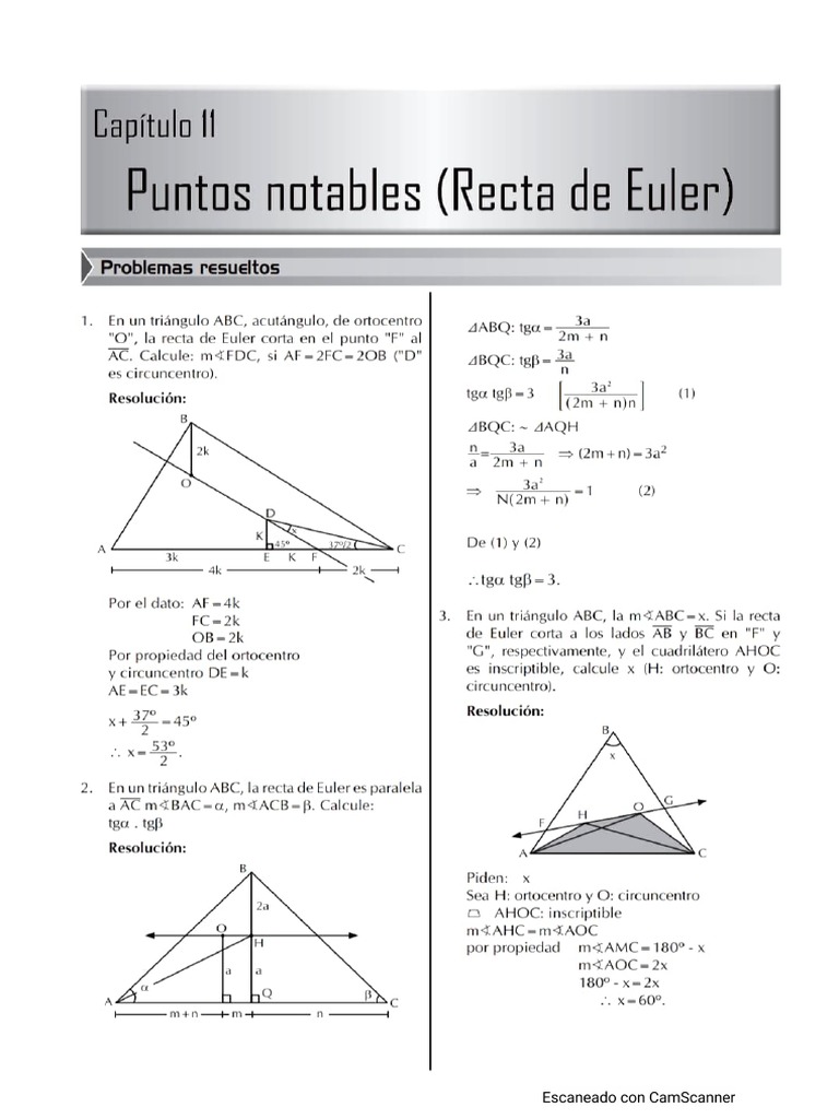 Semana N°16 (Puntos Notables (Recta de Euler) ) | PDF