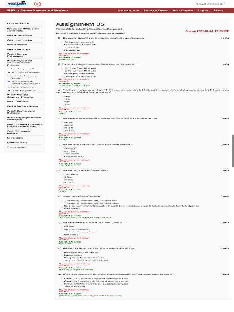 Noc21 ch15 Assignment Week 5 | PDF