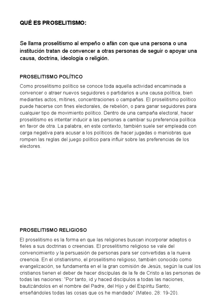 Qué Es Proselitismo | PDF