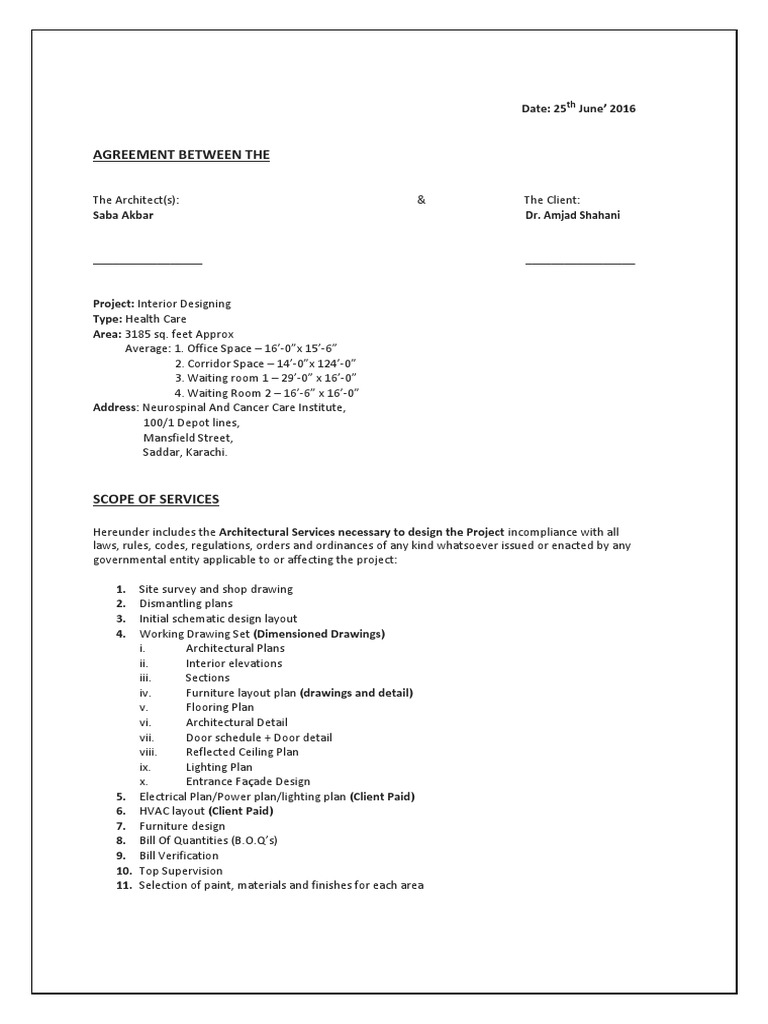 Agreement Between Client and Architect | PDF | Architect | Government