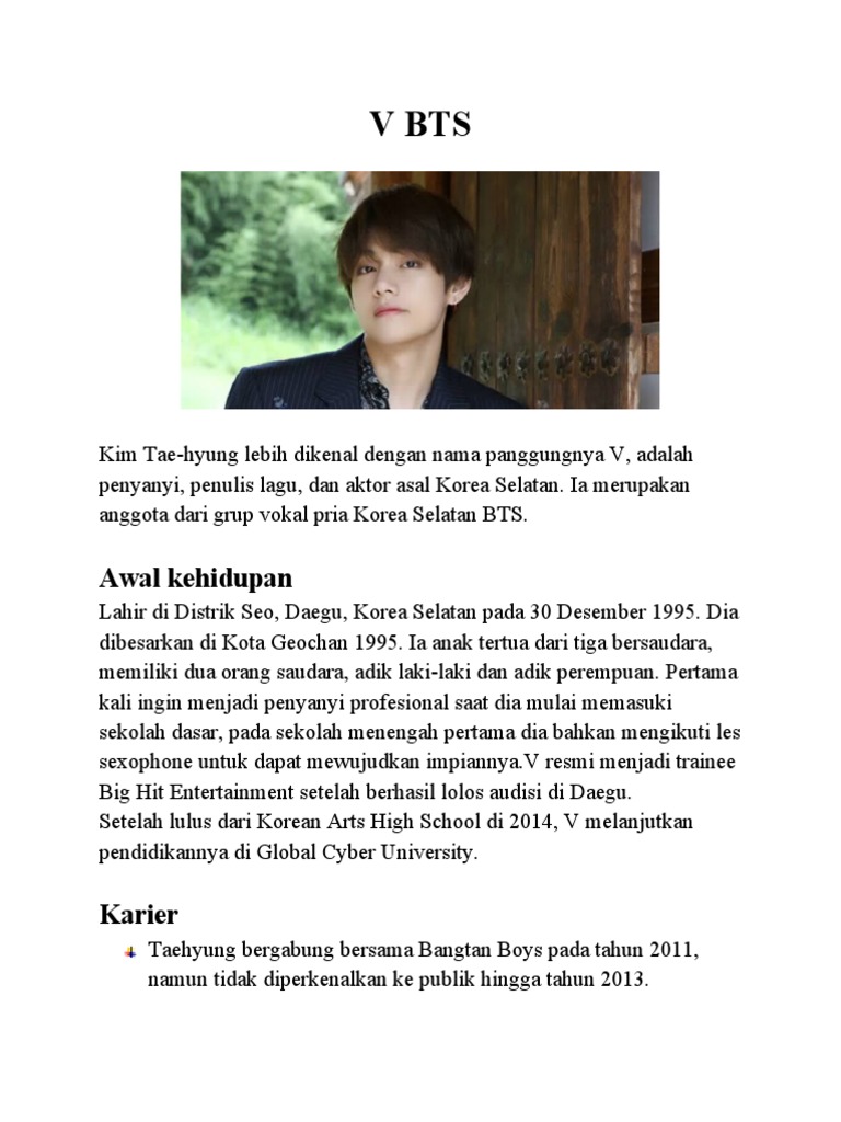 Biodata V BTS | PDF