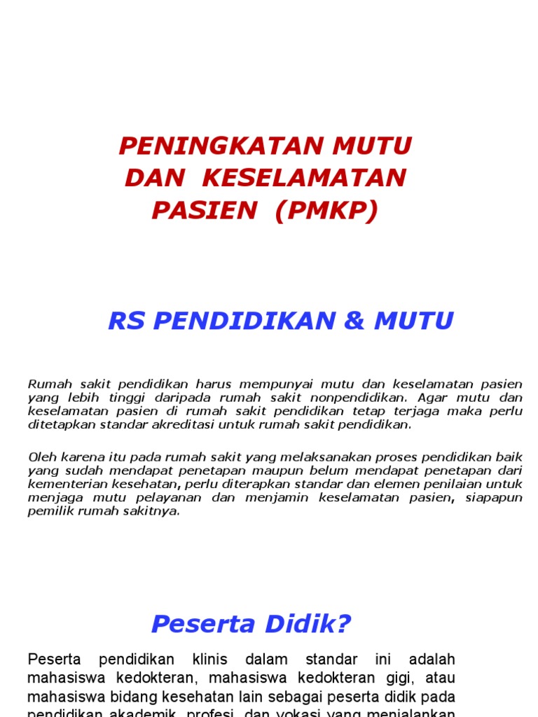 Standar PMKP RS Pendidikan | PDF | Kesehatan Holistik