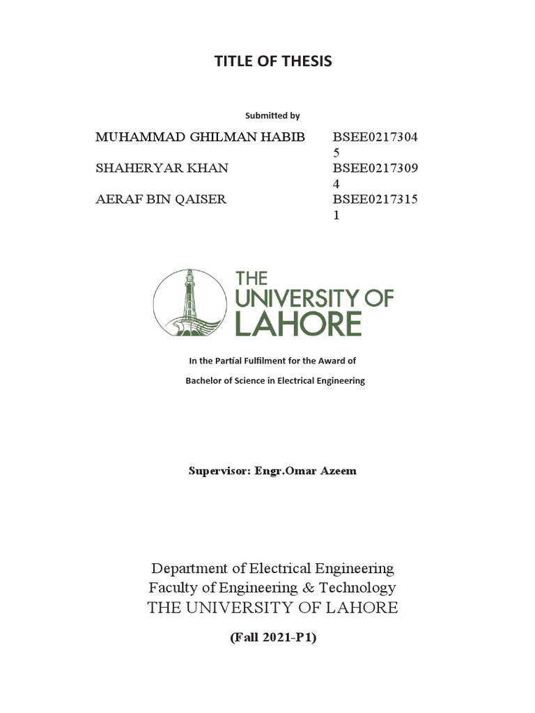 BS Thesis Pattern - Format - V1.2 | PDF | Thesis | Educational ...