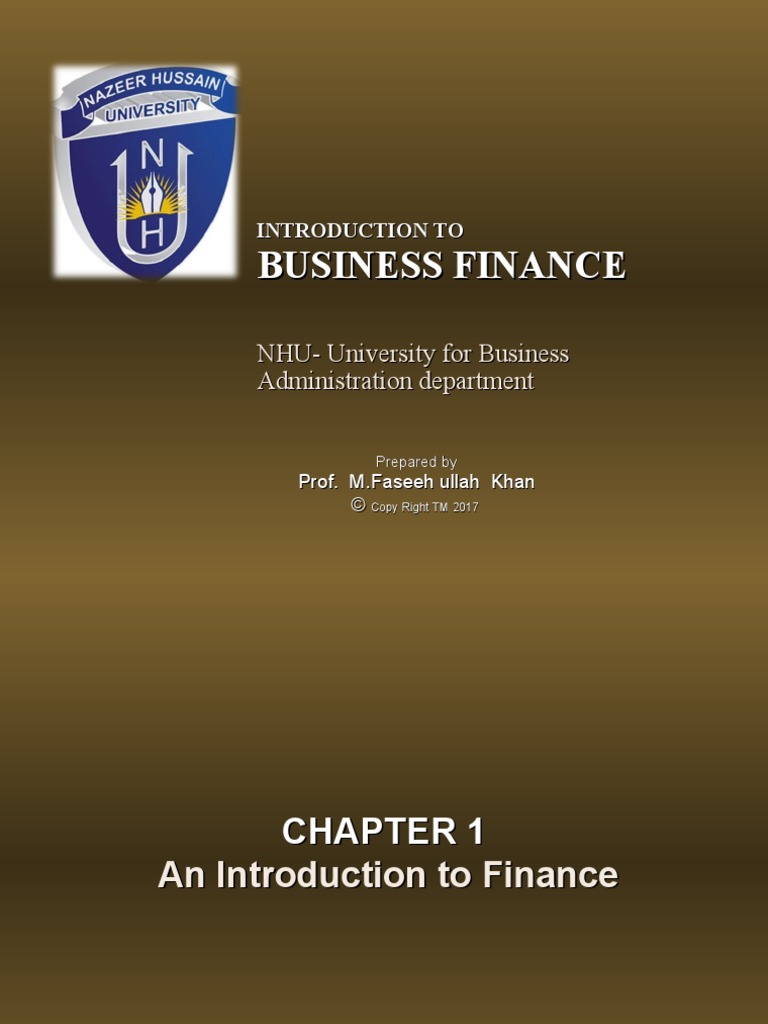 Introduction to Business Finance Concepts | PDF | Securities (Finance ...
