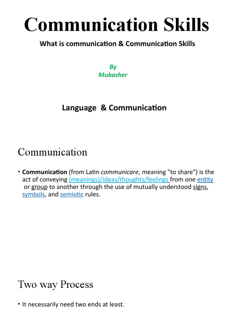 What Is Communication & Communication Skills | PDF