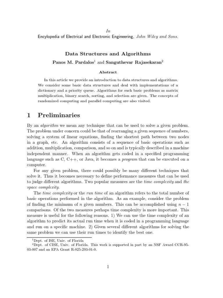 1 Preliminaries: Data Structures and Algorithms | PDF | Time Complexity ...