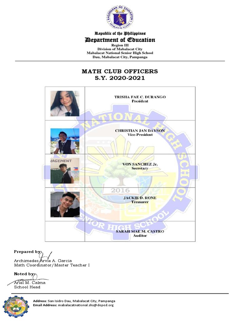 Report on the Online Math Week Activity at Mabalacat National Senior ...