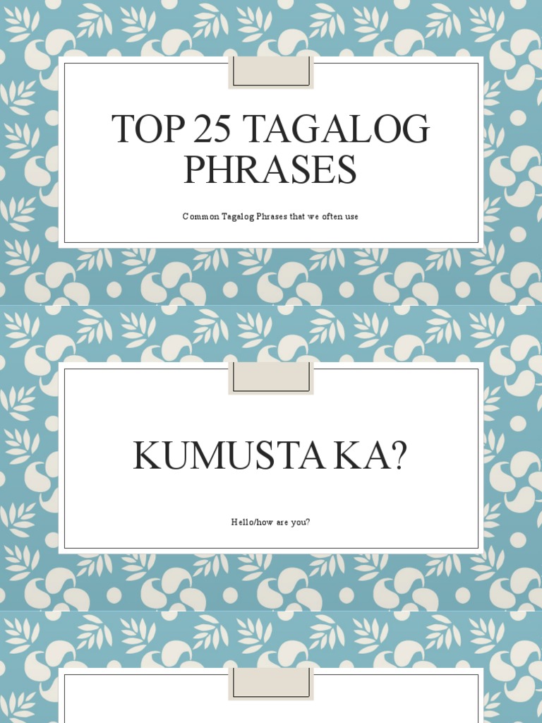 Top 25 Common Tagalog Phrases | PDF | Language Arts & Discipline