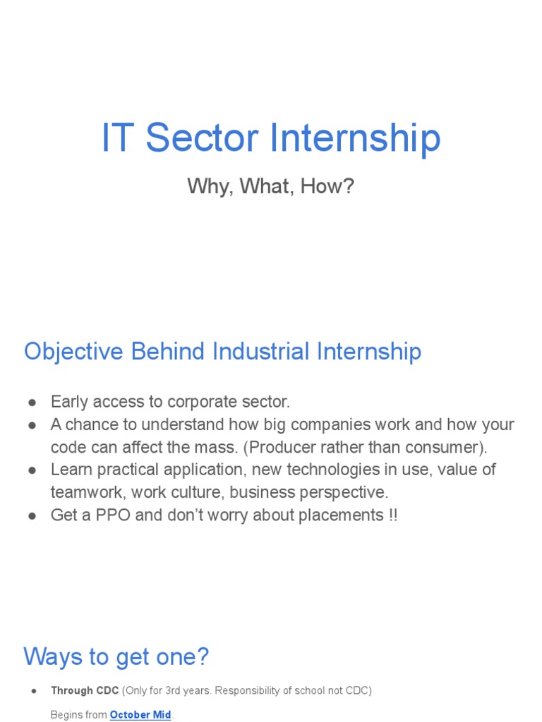 IT Sector Internship: Why, What, How? | PDF | Computing | Software