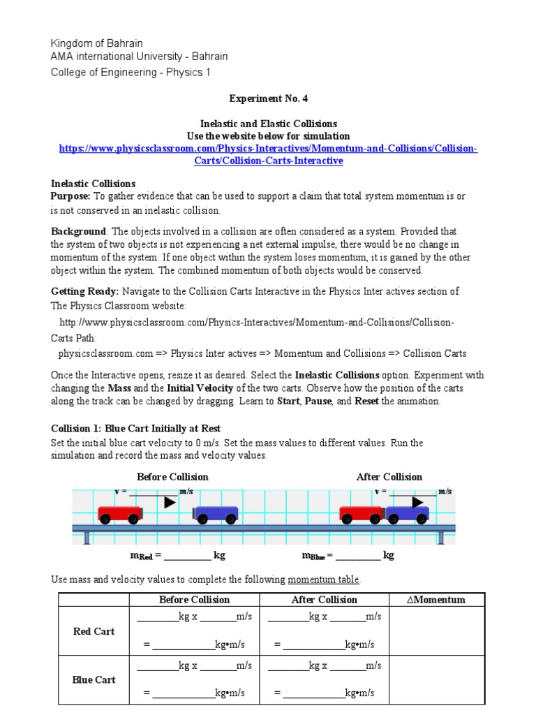Carts/Collision-Carts-Interactive: V - M/s V - M/s | PDF | Collision ...