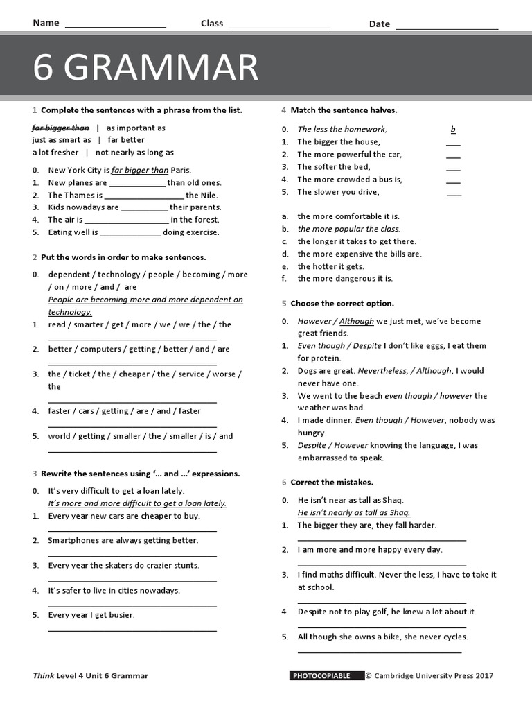 THINK L4 Unit 6 Grammar | PDF