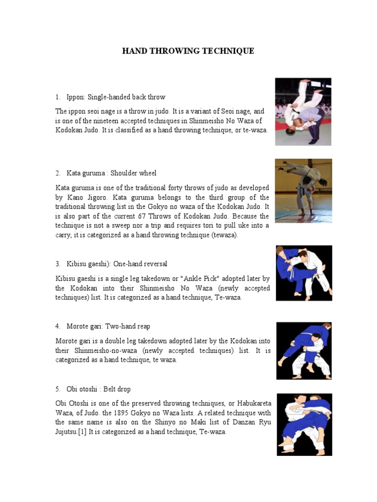 Hand Throwing Technique | PDF | Judo | Grappling