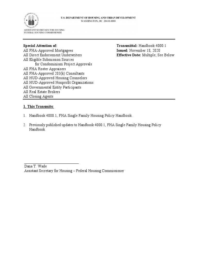 FHA Single Family Housing Policy Handbook. | PDF | Mortgage Loan | Loan ...