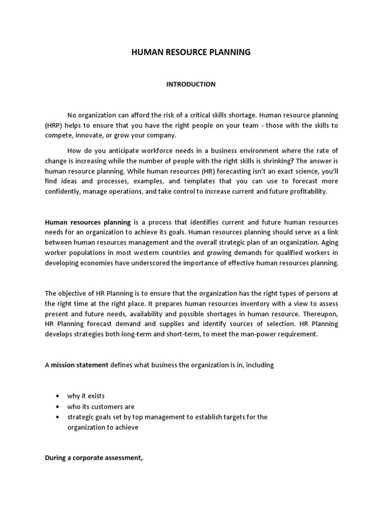 Human Resource Planning | PDF | Human Resources | Employment