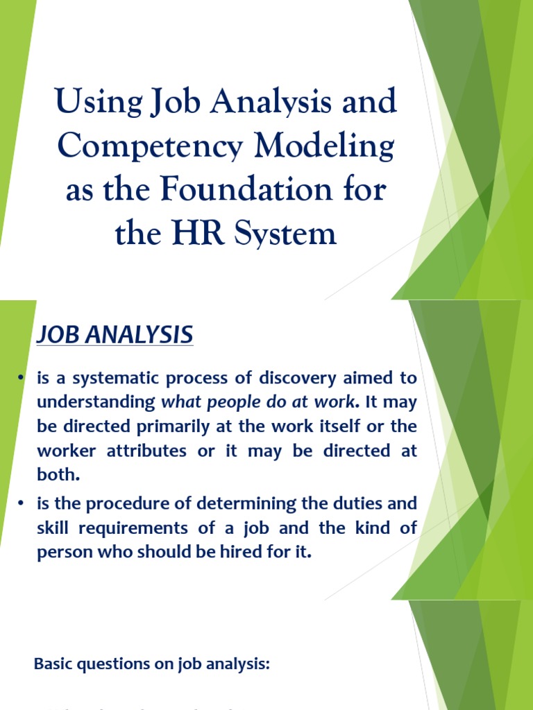 Using Job Analysis and Competency Modeling As The Foundation For The HR System | PDF ...