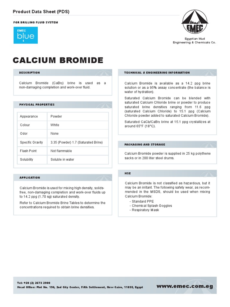 Calcium Bromide: Product Data Sheet (PDS) | PDF | Chemical Compounds ...