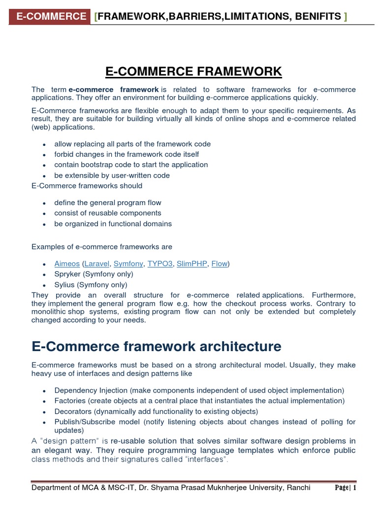 E Commerce Framework | Download Free PDF | E Commerce | Software Framework