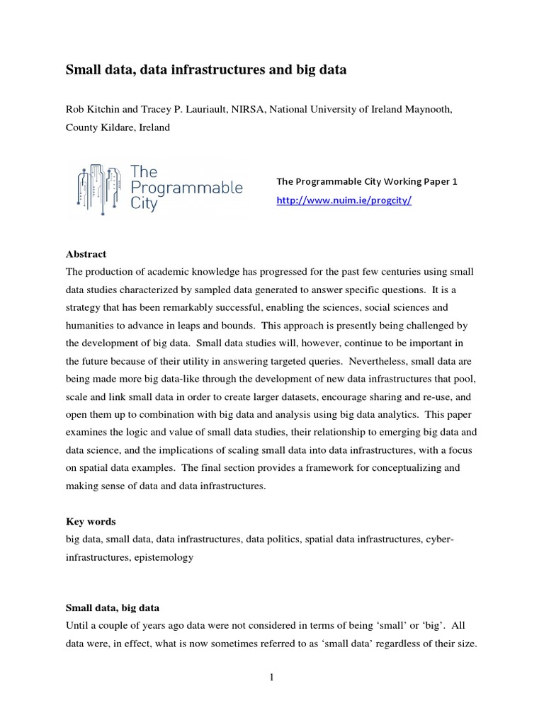 Small Data, Data Infrastructures and Big Data | PDF | Metadata | Analytics