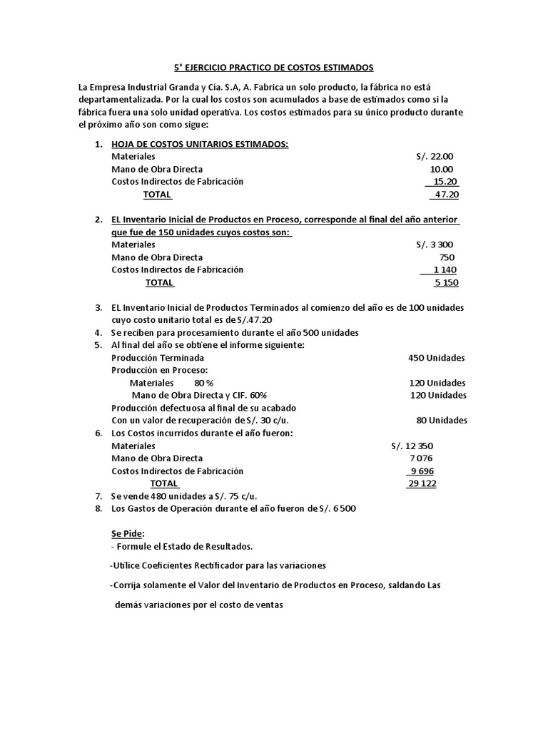 Ejercicio 5 | PDF | Business | Negocios económicos