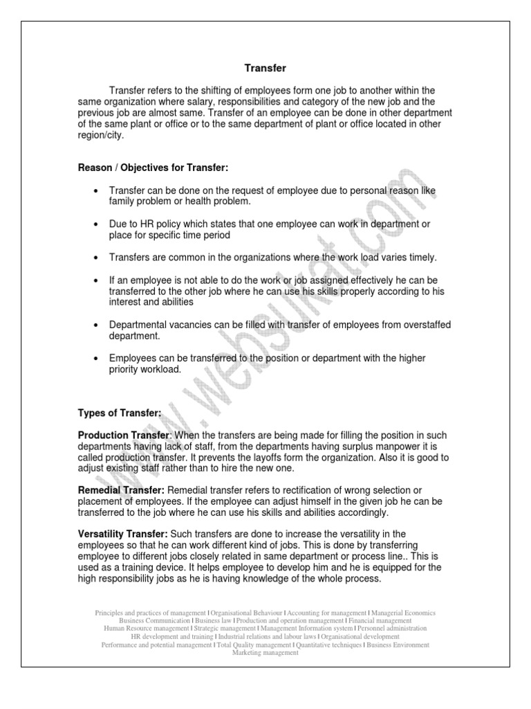 Transfer | PDF | Human Resource Management | Employment