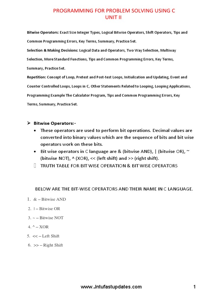 Pps Using C r20 - Unit-2 | Download Free PDF | Control Flow | Computer Engineering