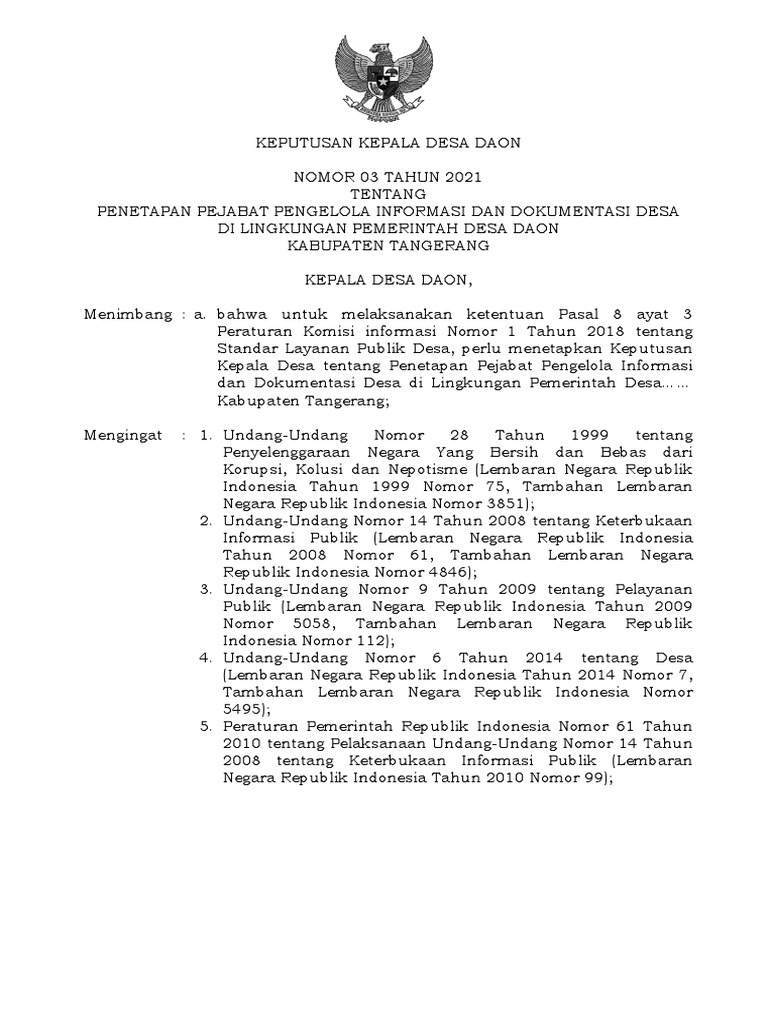 SK Ppid Desa Daon | PDF