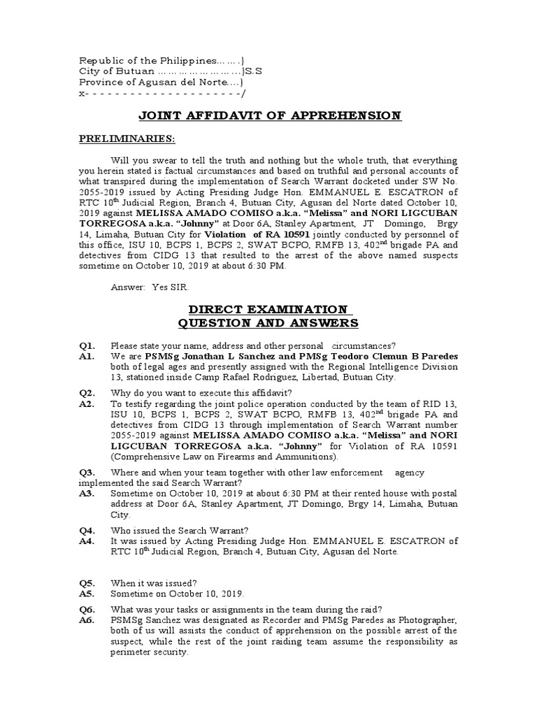 Joint Affidavit of Apprehension | PDF | Affidavit | Common Law