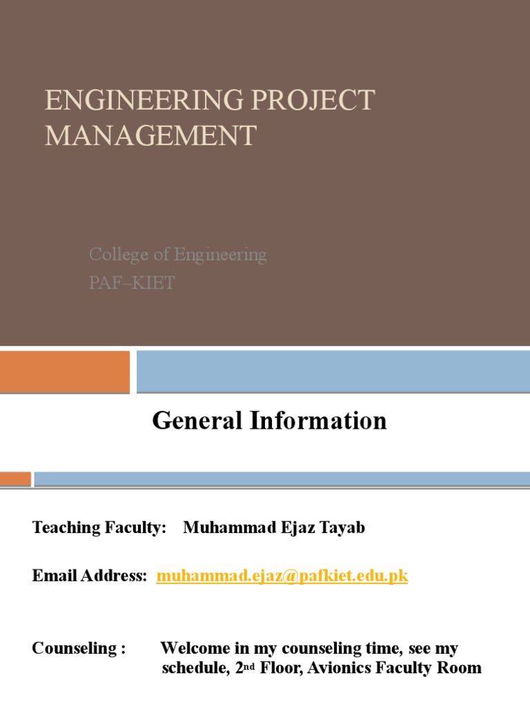 Engineering Project Management: College of Engineering Paf-Kiet | PDF ...