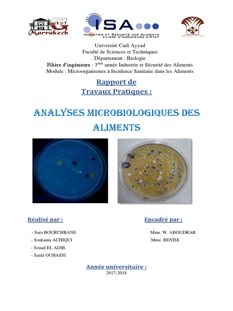 Analyses Microbiologiques Des Aliments | PDF | Staphylococcus | Nourritures