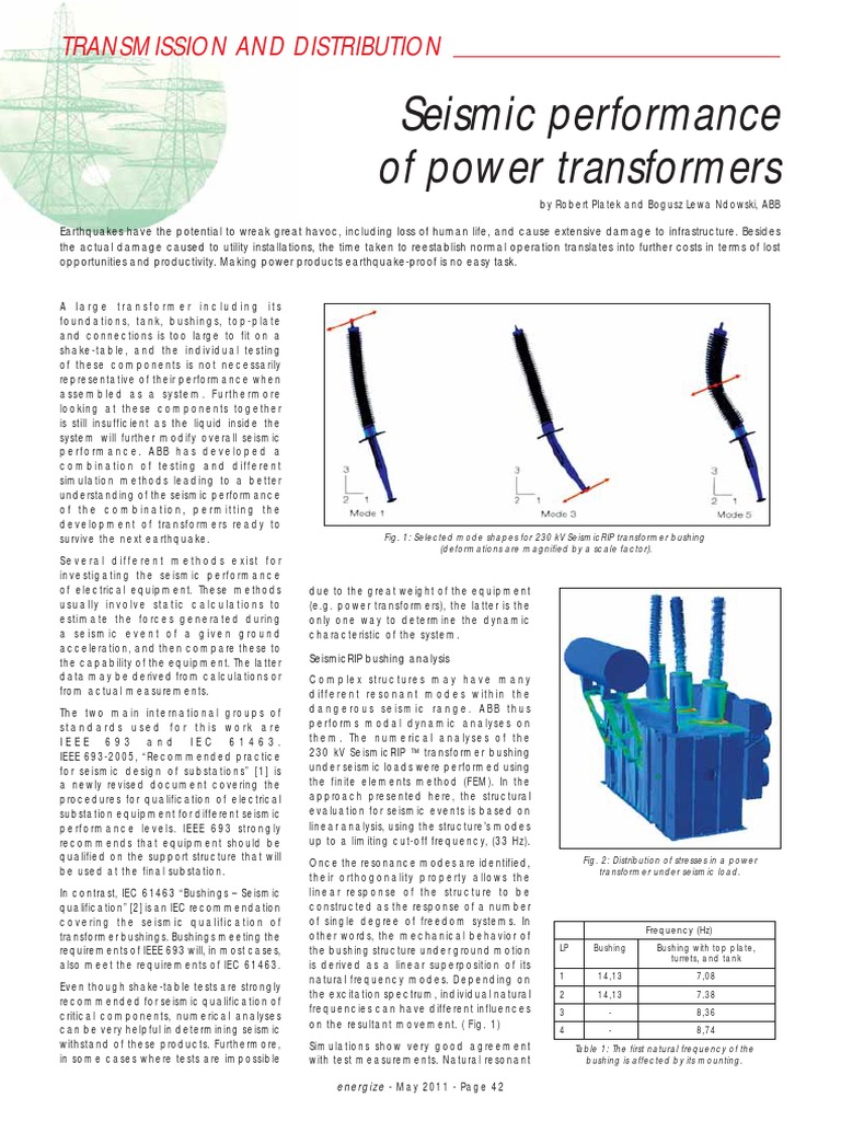 Seismic Performance of Power Transformers: Transmission and ...