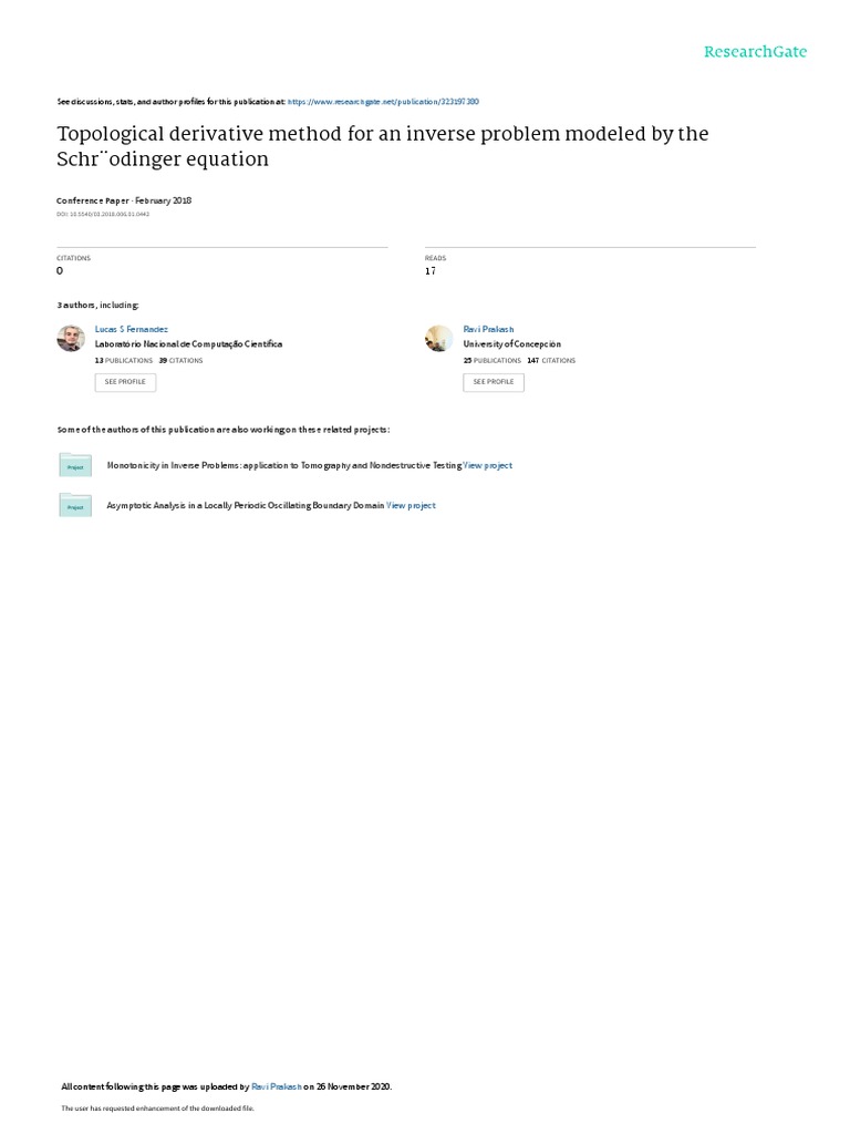 Topological Derivative Method For An Inverse Probl | PDF | Inverse ...