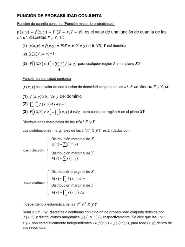 3) Funcion de Probabilidad Conjunta - MAT 302 | PDF | Distribución de ...