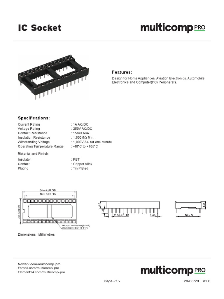 Ic Socket | PDF | Ac Power Plugs And Sockets | Electrical Resistance ...