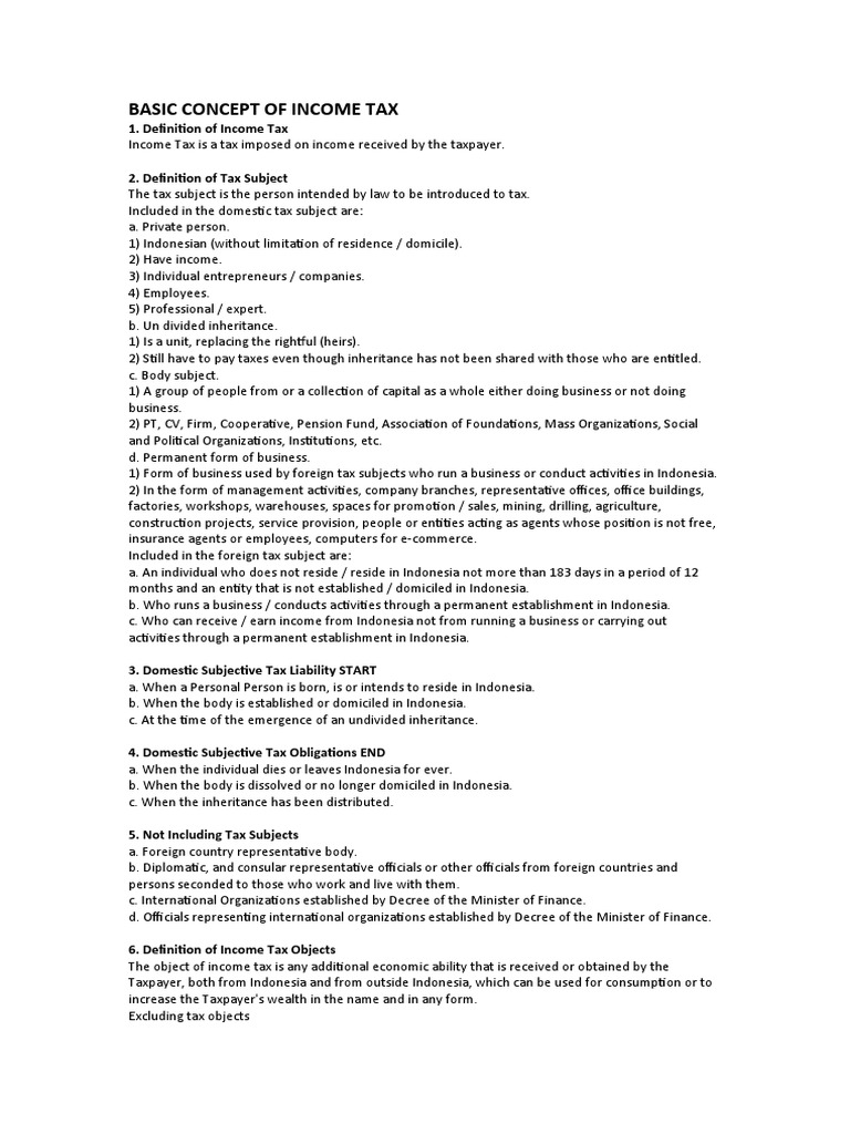 Basic Concept of Income Tax | Download Free PDF | Taxes | Taxpayer