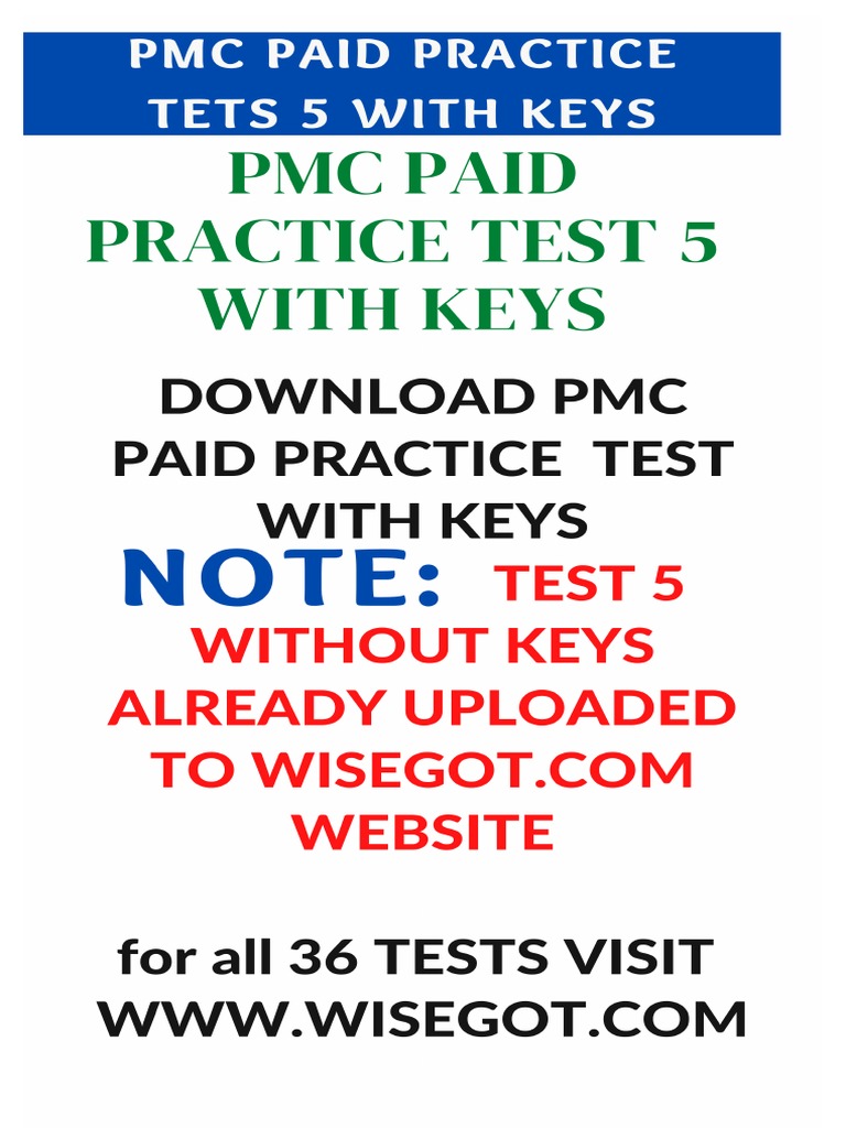PMC Paid Test 5 With Keys by Wisegot New | PDF