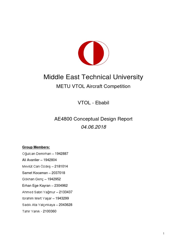 VTOL Conceptual Design Report | PDF | Aircraft | Empennage