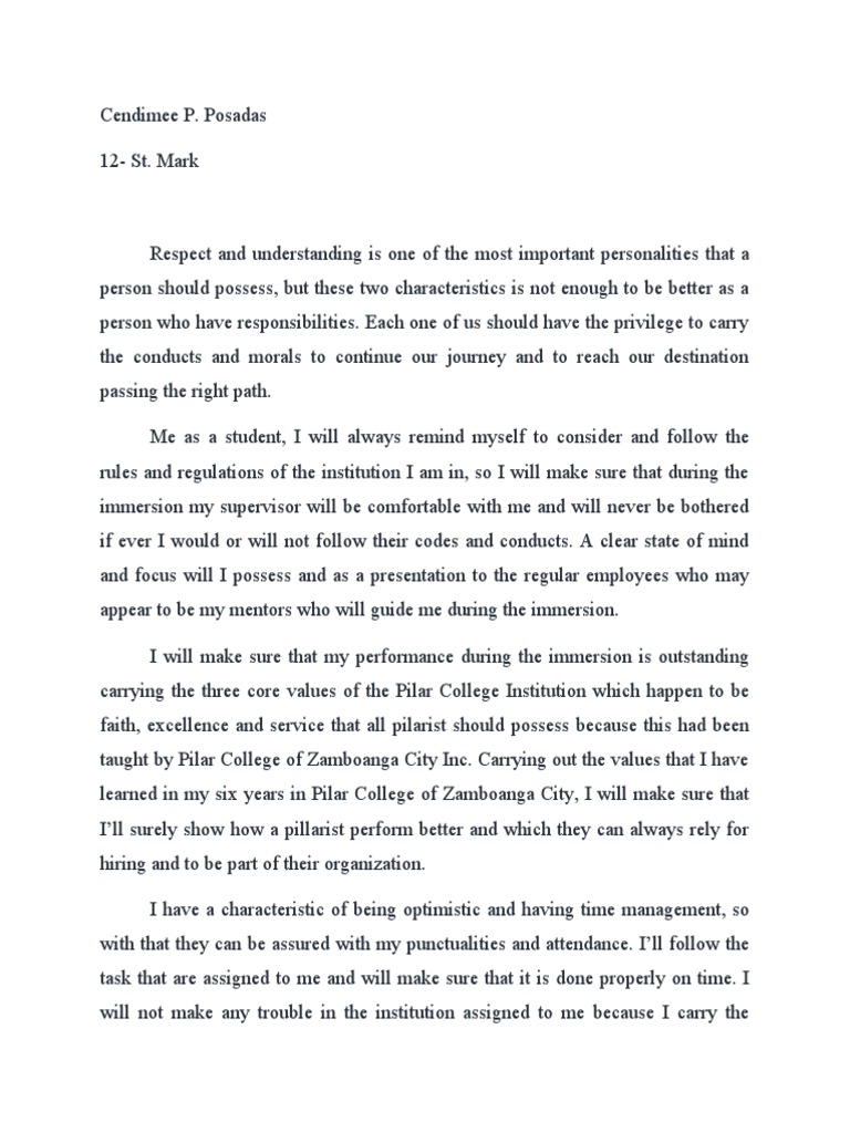 Pre-Immersion Essay | PDF | Psychology | Cognition