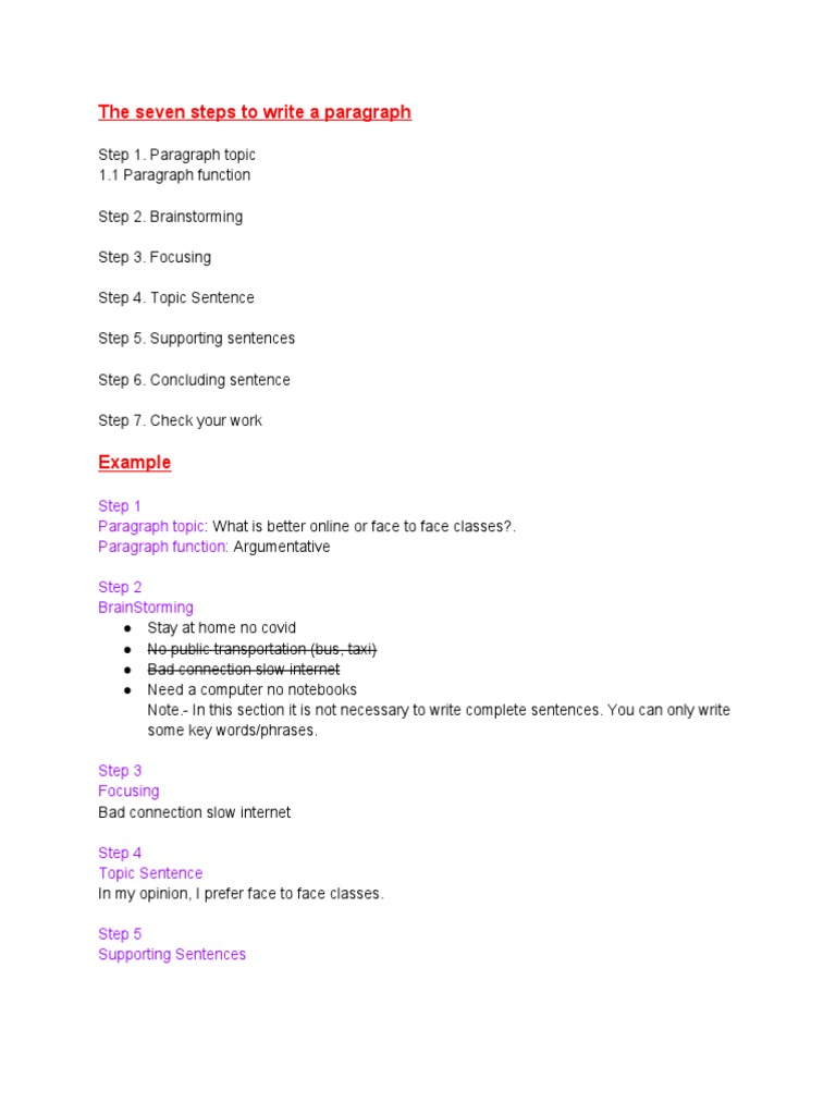 The Seven Steps To Write A Paragraph | PDF | Language Arts & Discipline ...