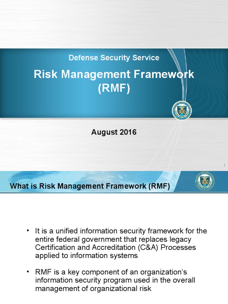 Risk Management Framework (RMF) : Defense Security Service | PDF ...