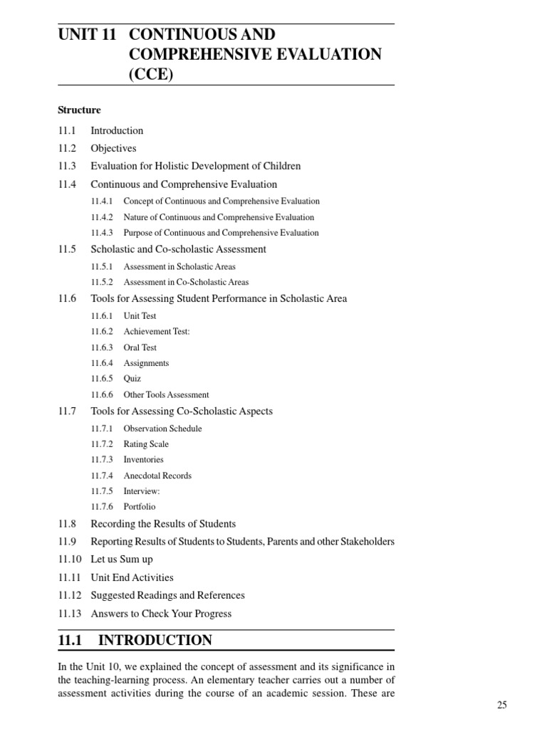 Unit-11 Continuous and Comprehensive Evaluation (CCE) | PDF ...
