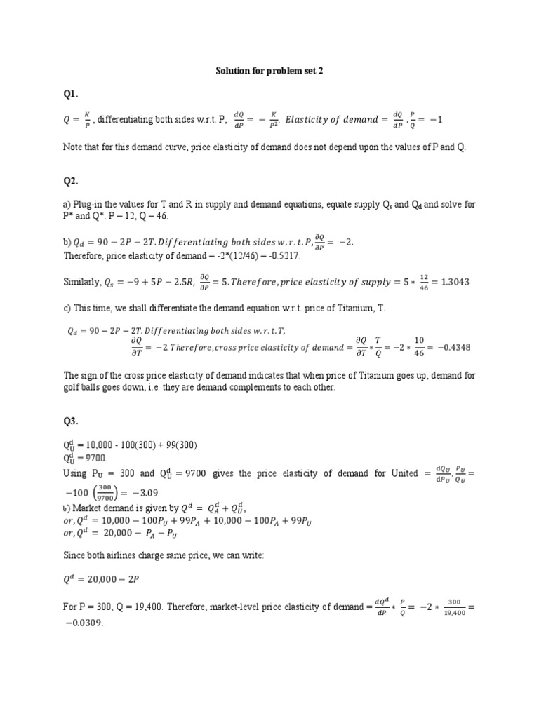 Solutions - Problem Set 2 | PDF | Demand | Marketing