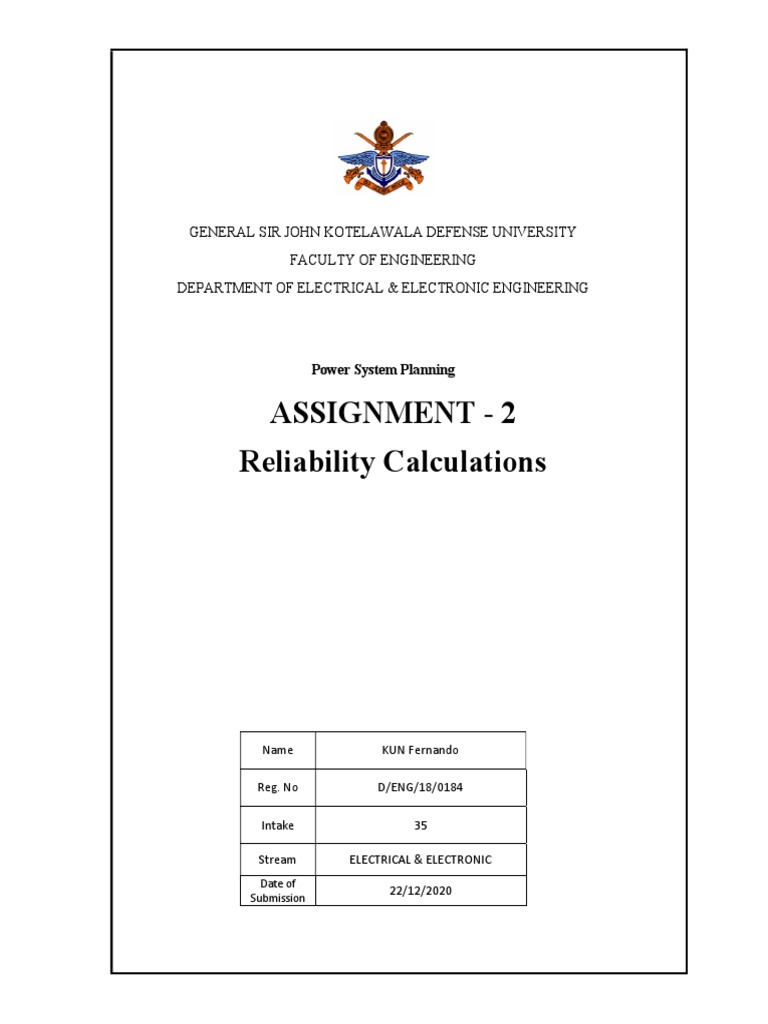 Assignment - 2 Reliability Calculations | PDF