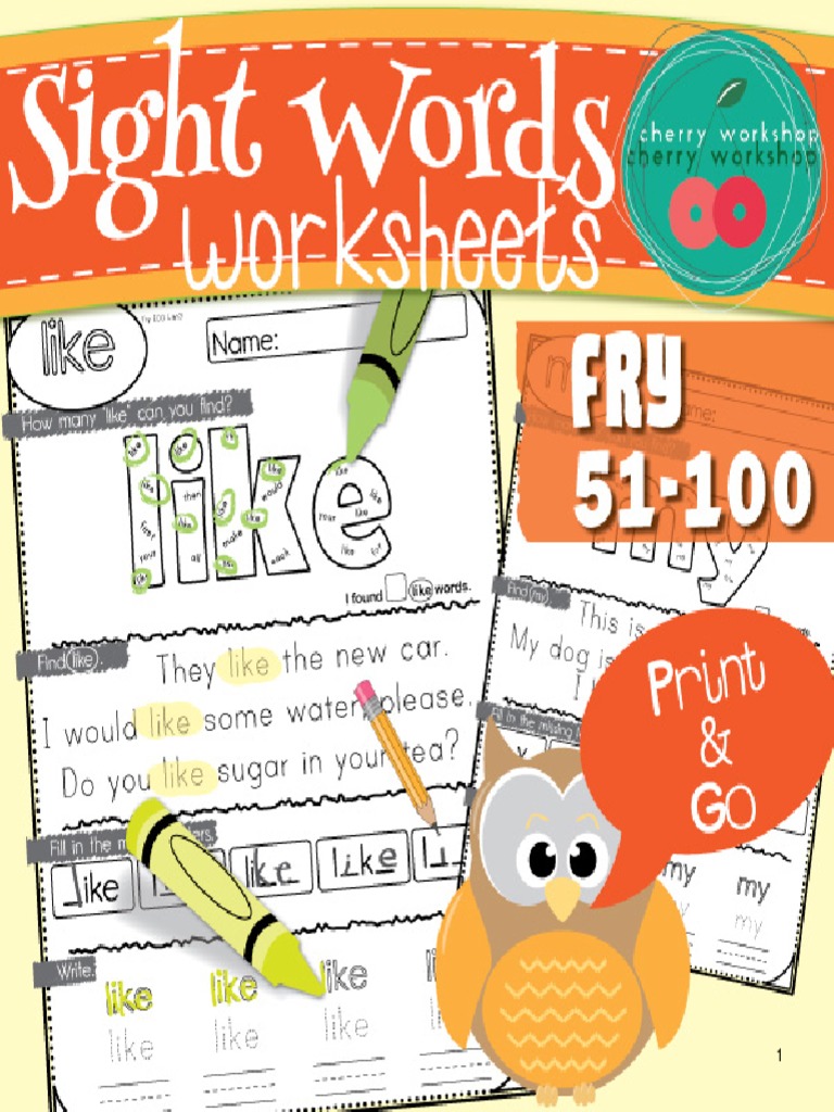 2 - Sight Words Kindergarten | PDF